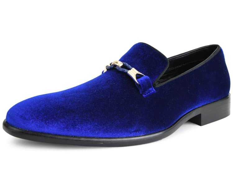 Amali Aller Men's Royal Blue Velvet Slippers | Don't Panic Shoes