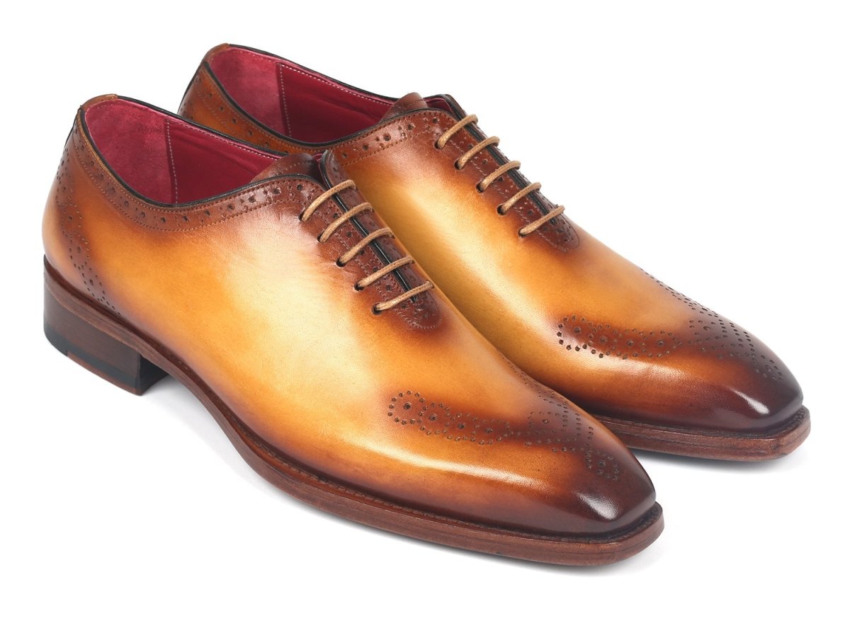 Paul Parkman Men's Goodyear Welted nched Oxfords in Camel – Premium ...