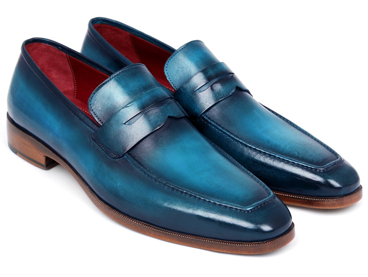 Paul Parkman Men's Penny Calfskin Loafers in Blue and Turquoise – Don't ...