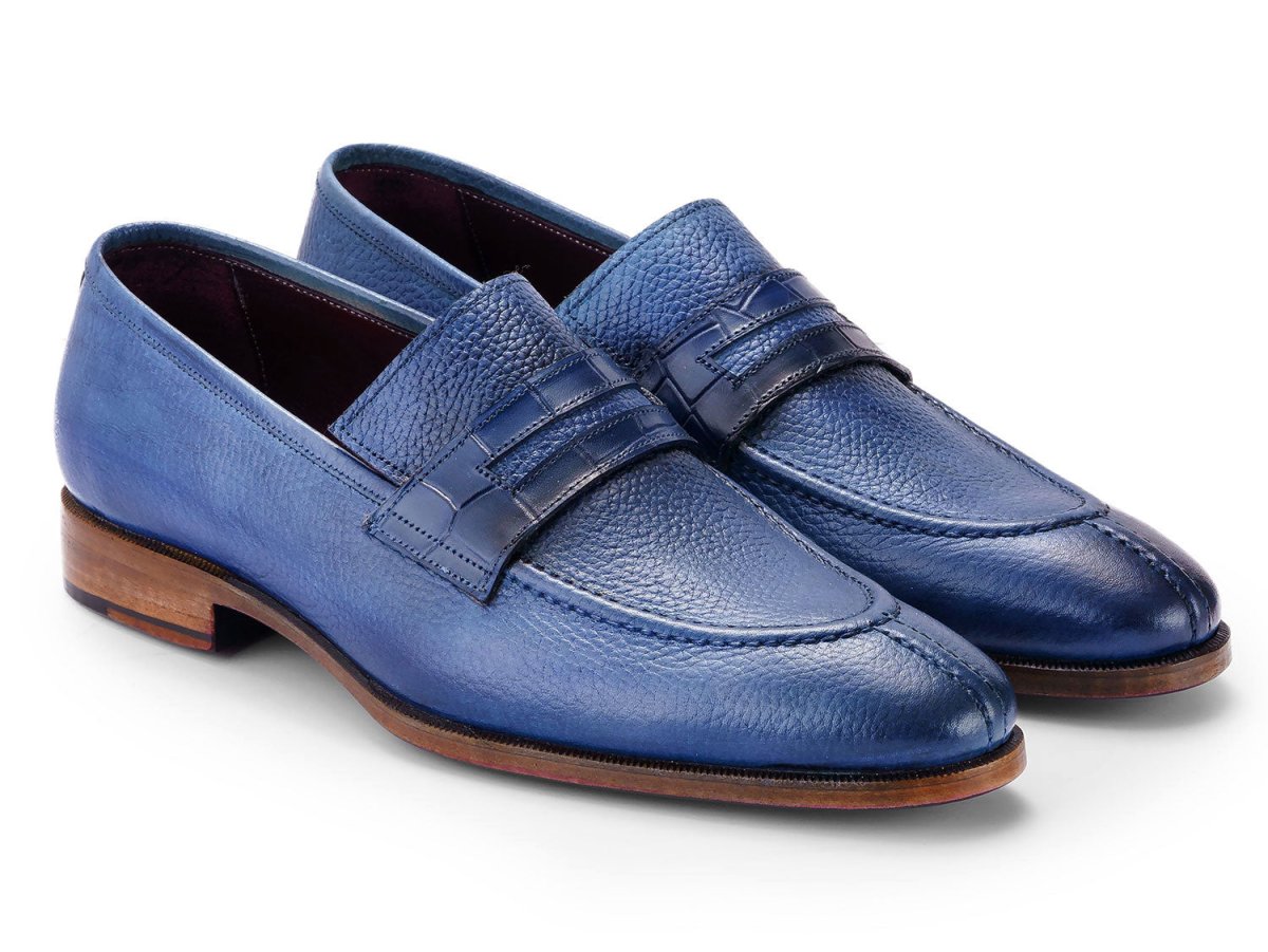 Paul Parkman Men's Split Toe Loafer Shoes in Blue – Don't Panic Shoes